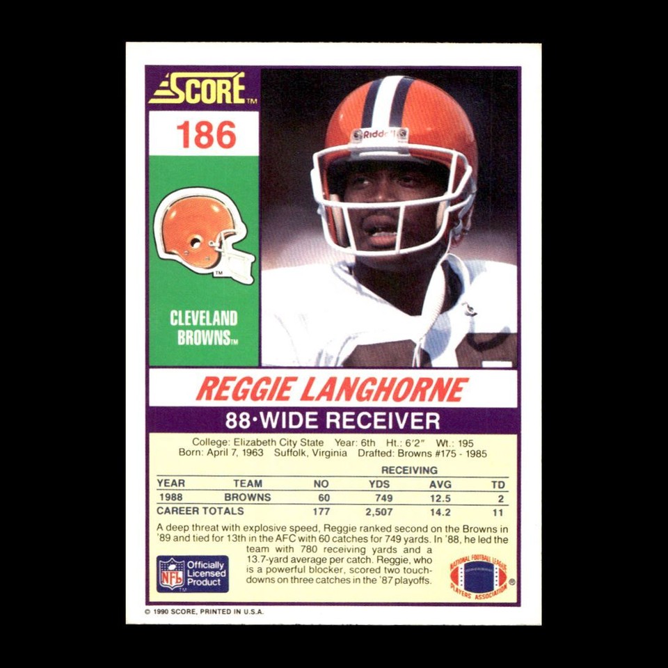 Reggie Langhorne 1990 Score Cleveland Browns #186 Set Break GM | eBay