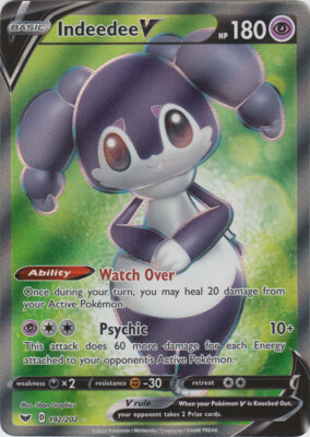 Indeedee V (Full Art) 192/202 Ultra Rare Sword & Shield Base Set NM ...