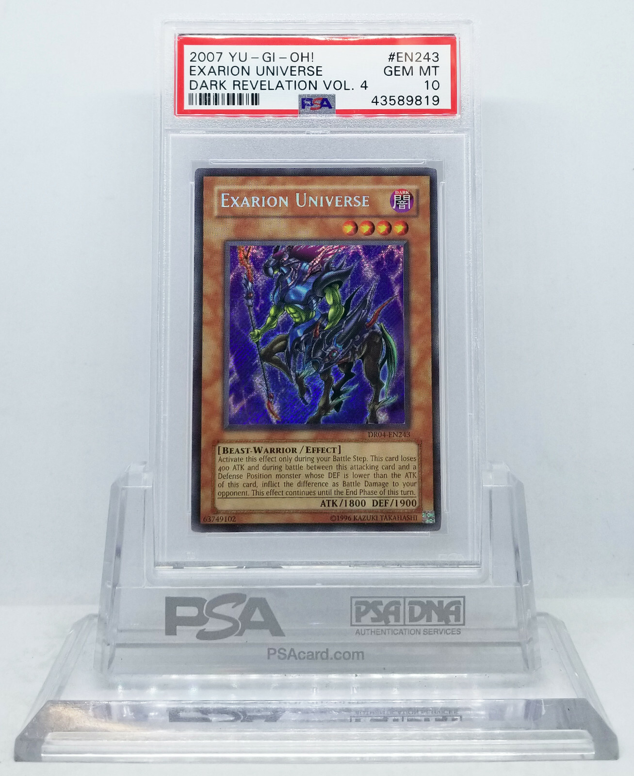 YUGIOH DR04-EN243 EXARION UNIVERSE SECRET RARE HOLO PSA 10 GEM MINT ...