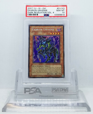 YUGIOH DR04-EN243 EXARION UNIVERSE SECRET RARE HOLO PSA 10 GEM MINT ...