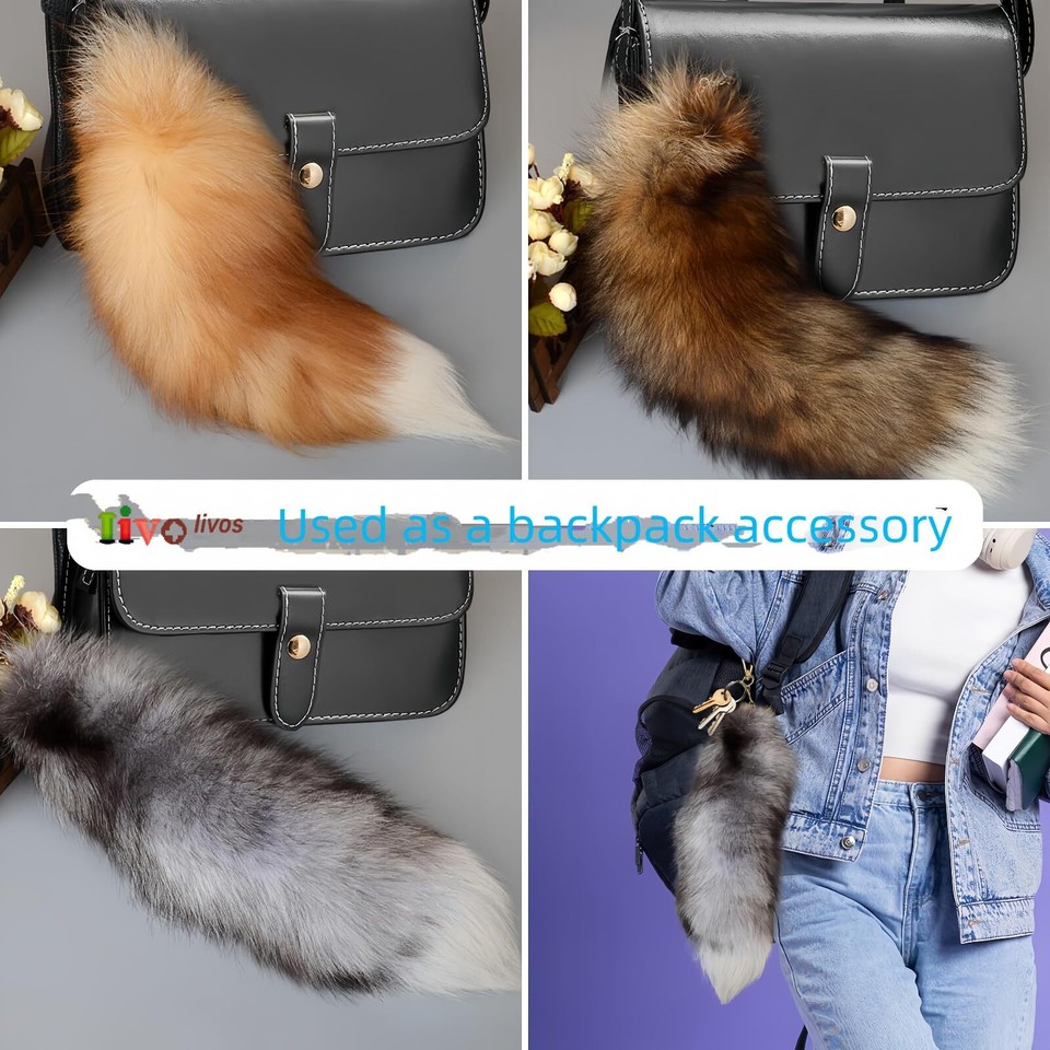 Fluffy Therian fox Tail Keychain - Soft Fur Realistic Colors Durable ...