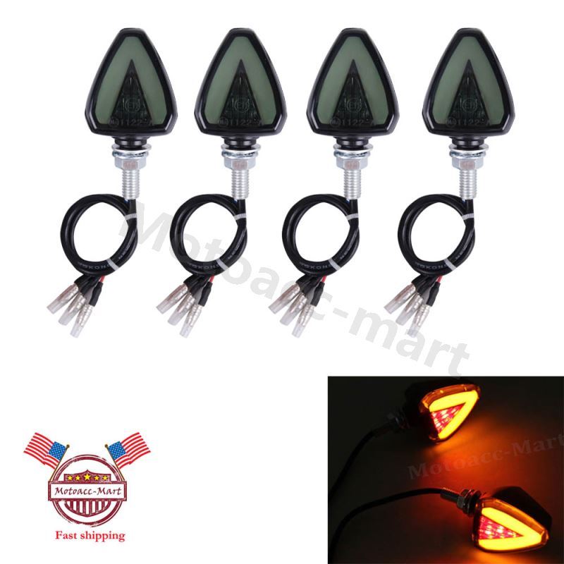 4X Motorcycle Triangle Smoke LED Flush Mount Turn Signals Indicator ...