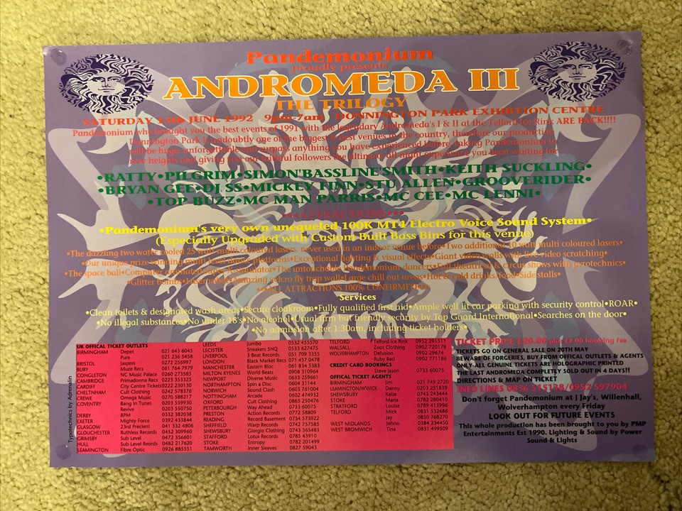 Pandemonium Andromeda 3 III Trilogy Rave Flyer A4 | eBay