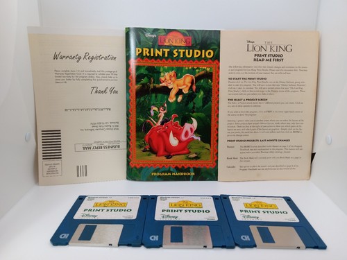 Disney's The Lion King Print Studio PC Game 3.5" Floppy - Windows 3.1 ...