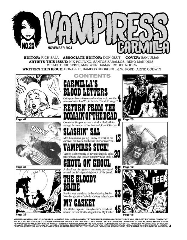 VAMPIRESS CARMILLA MAGAZINE #23 NOV 2024 NM 9.4 UNREAD WARRANT ...