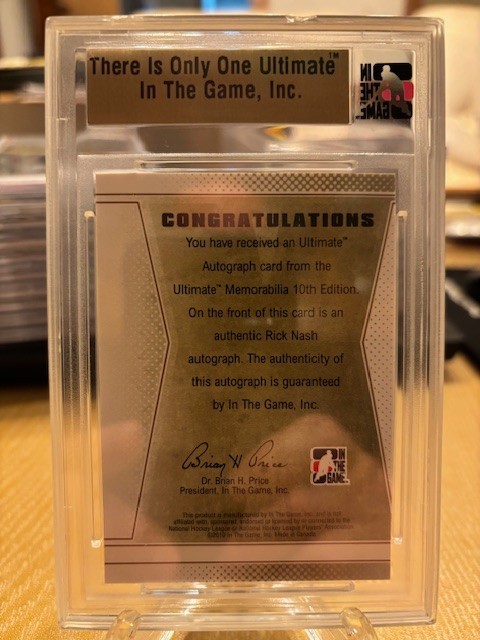 2010/11 ITG Rick Nash Ultimate Autograph Silver Memorabilia 10th ...
