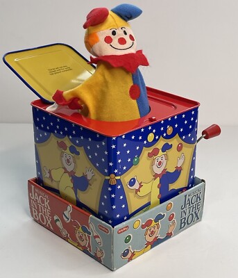 Schylling 1997 Tin Musical Wind Up Jack in the Box Circus Clown Jester ...