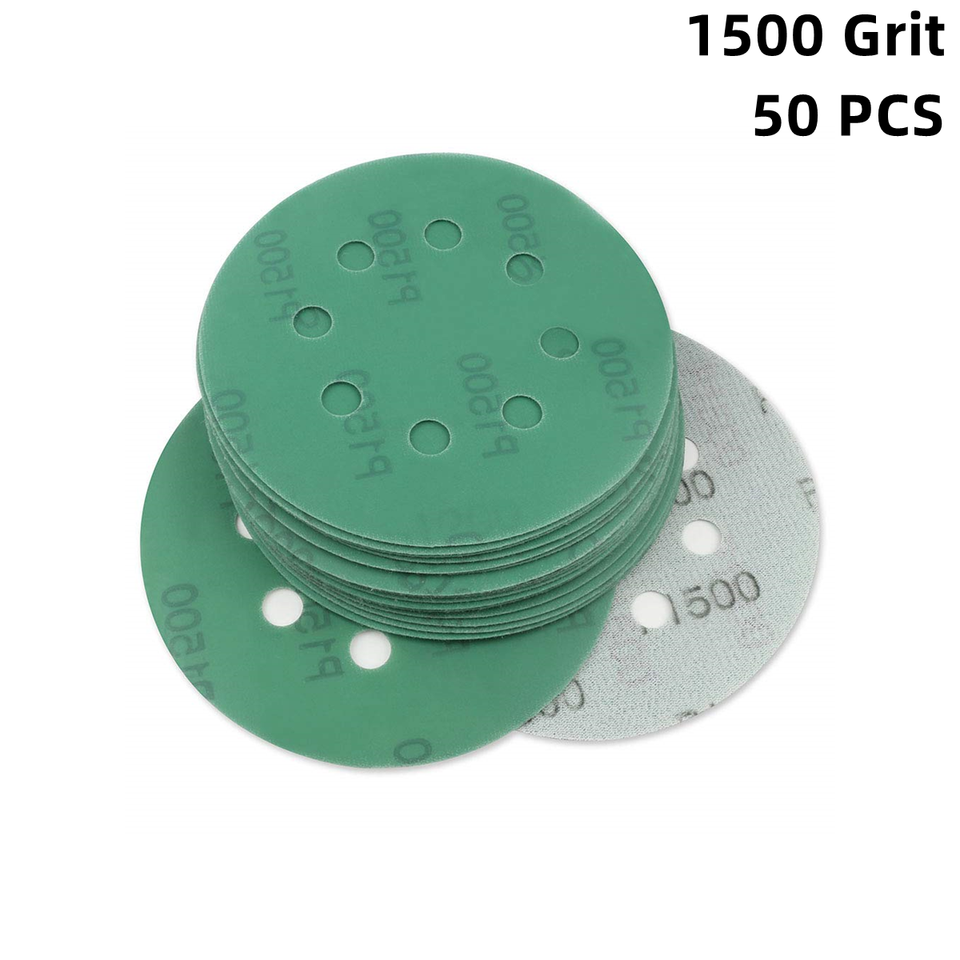 50-PACK 5" Green Film - PSA Self Adhesive Sanding Discs DA Sanders 400 ...