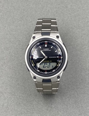 Casio Illuminator Men's Quartz Silver-Tone Bracelet 40mm Watch AW80D ...