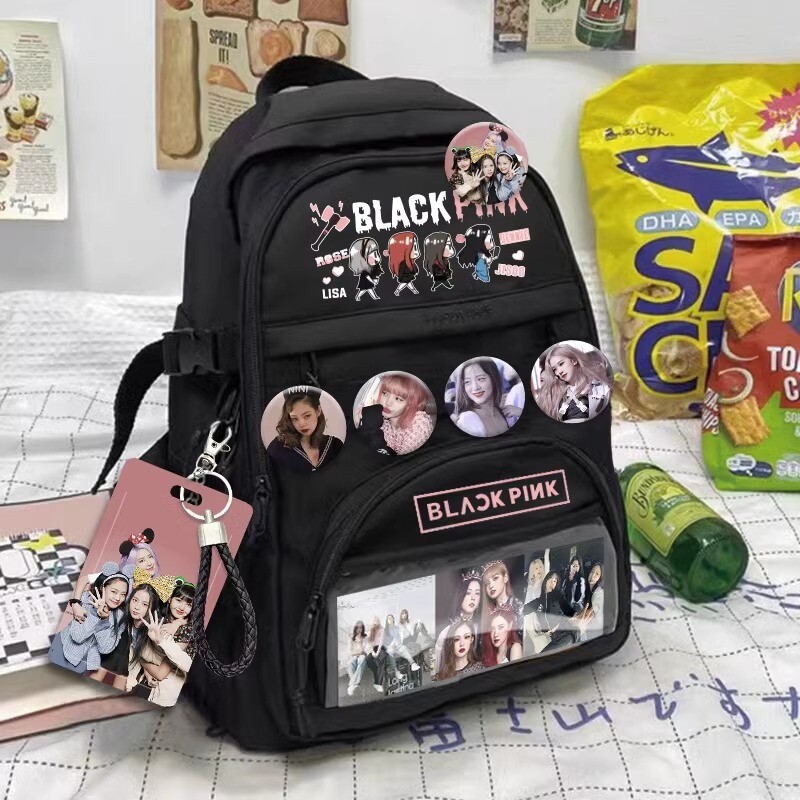 Blackpink Jisoo Rosé Jennie Lisa Nylon Backpack Schoolbag Shoulders ...