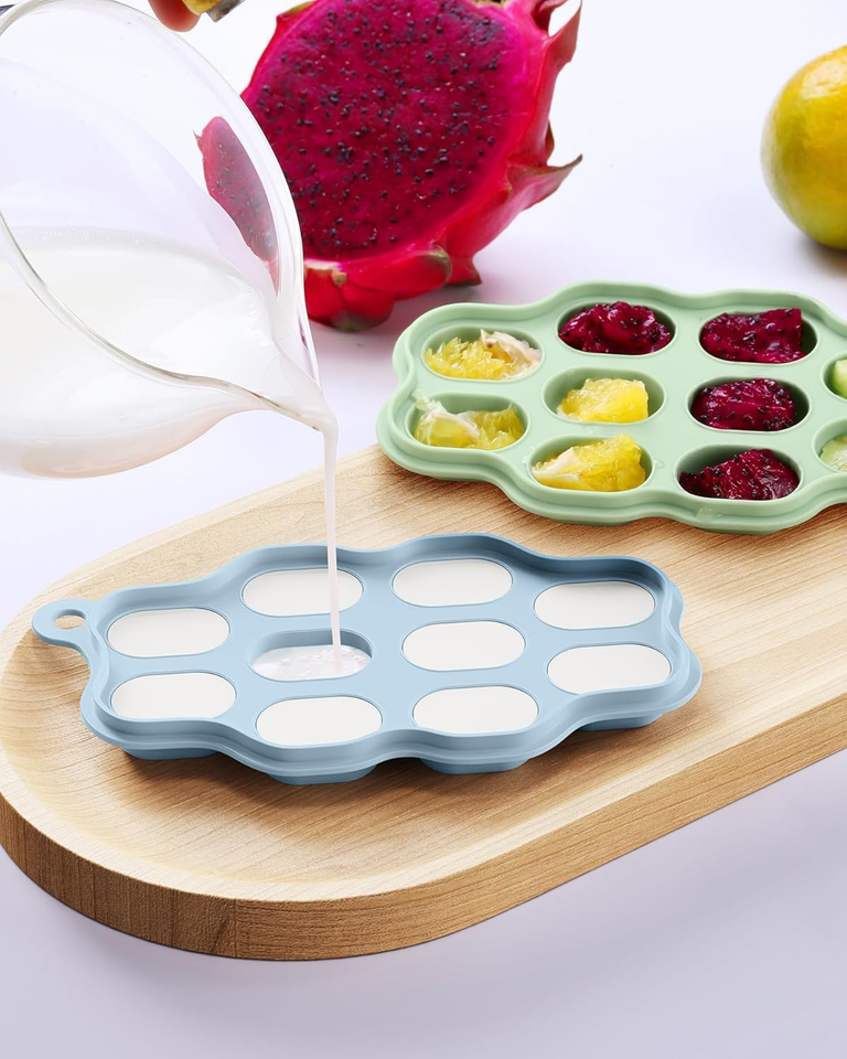 4 Pack Baby Food Freezer Tray with Lid, Silicone Nibble Tray, Fruit ...