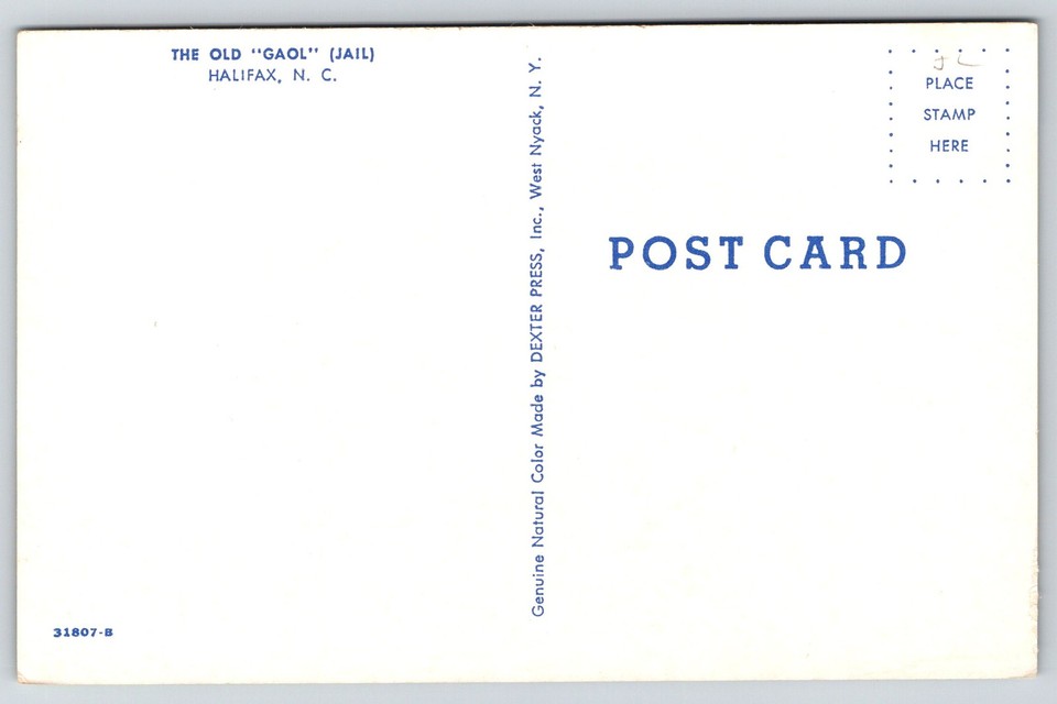 Halifax North Carolina~Old Gaol Jail Bldg Exterior View~Red Brick~1950s ...