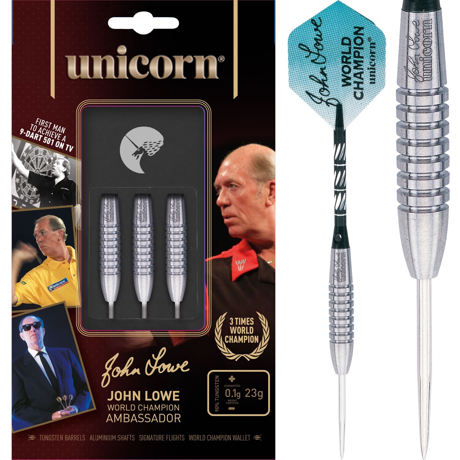 Unicorn John Lowe Darts 21g 23g 25g 27g grams Tungsten Ambassador World ...