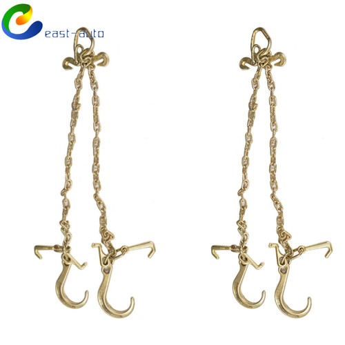 2 Pcs 5/16'' × 3' G70 V-Chain Bridle With 8" Medium J Hooks T- Hook & J-Hook | eBay