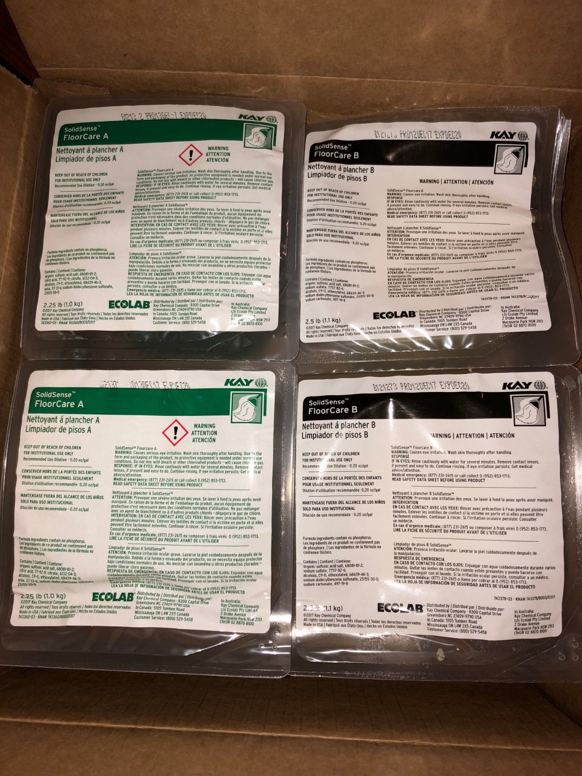 Kay 01244-060 Ecolab Solidsense FloorCare A & B set of 2 | eBay