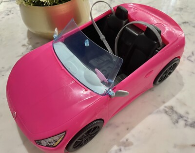 Barbie Convertible 2-Seater Vehicle Pink Car with Rolling Wheels Mattel ...