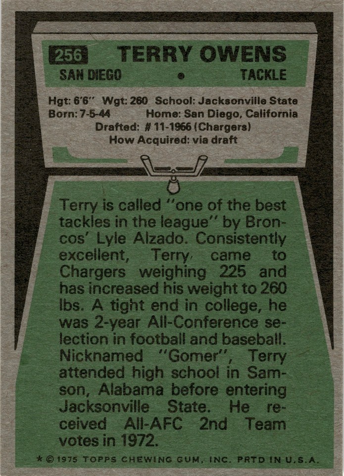 1975 Topps #256 Terry Owens | eBay