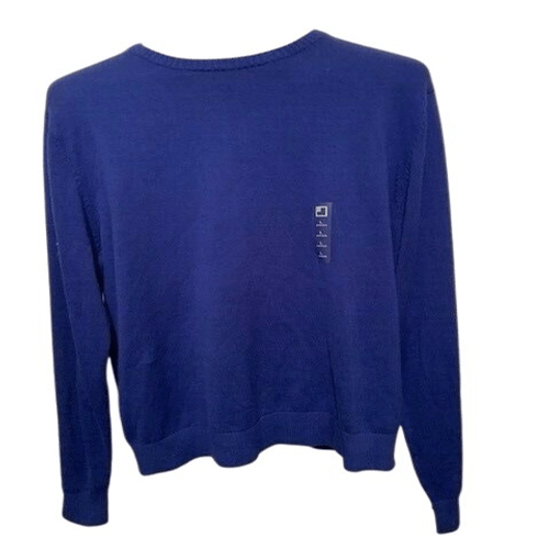 JC PENNEY SIZE LARGE EXOTIC BLUE COMBED COTTON LIGHT WEIGHT SWEATER NWT ...