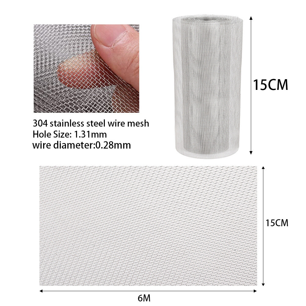 3/6M Stainless Steel Rat Mesh Rodent Proofing Woven Fine Wire Metal ...