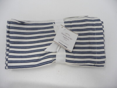 Pottery Barn Cotton Thatcher stripe Blue ticking stripe Dinner Napkins ...