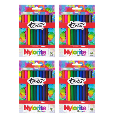 4x 12pc Texta The Original Nylorite Coloured Drawing Kids Markers Art ...