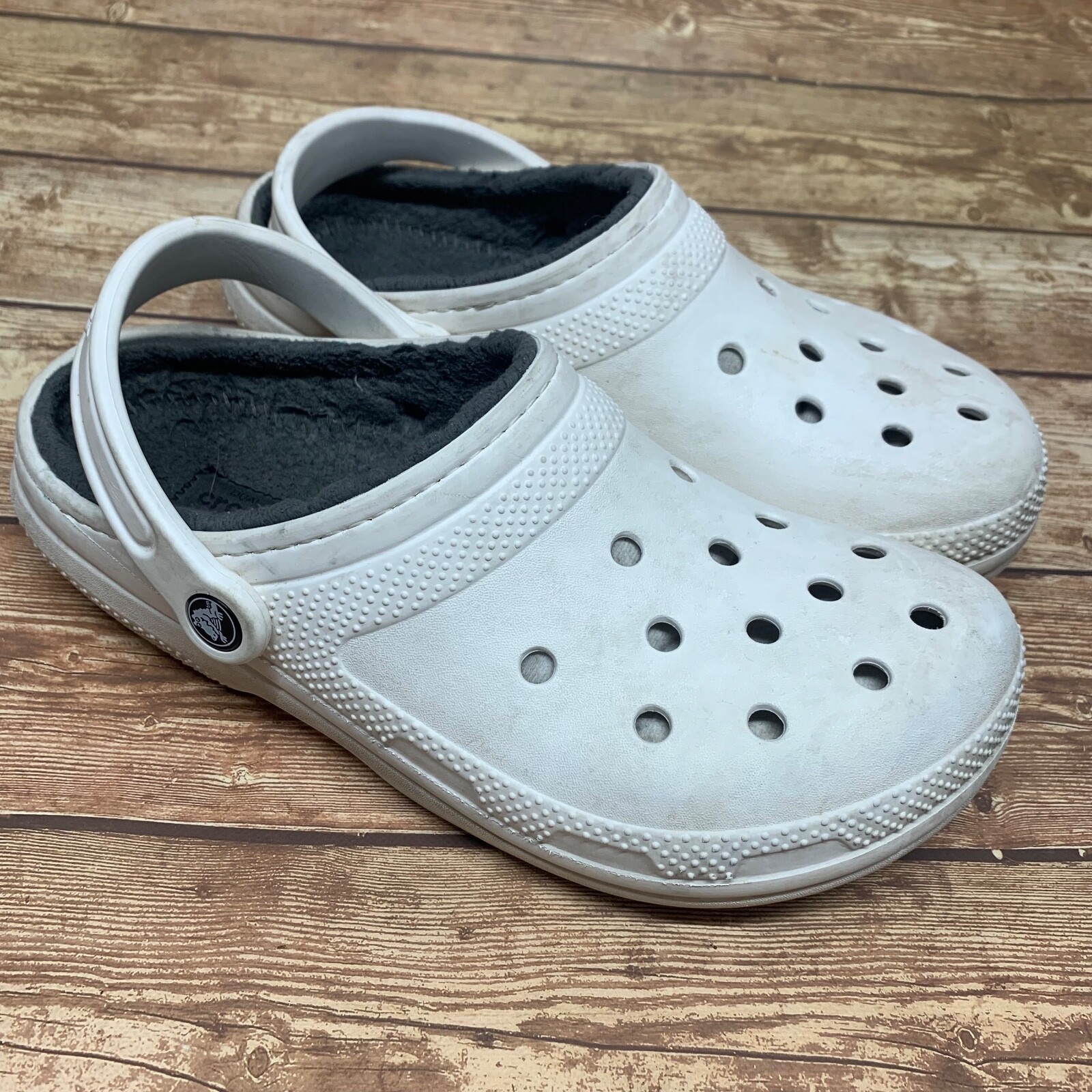 Crocs Mens Classic Faux Fur Lined White Clog 203591 S… - Gem