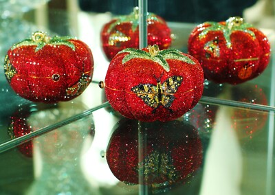 Judith Leiber TOMATO Swarovski Crystal Minaudiere Purse Museum BEE ...