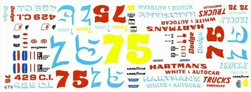 Fred Cady 679 #75 Hartman's White & Autocar Trucks 1971-73 USAC decal ...