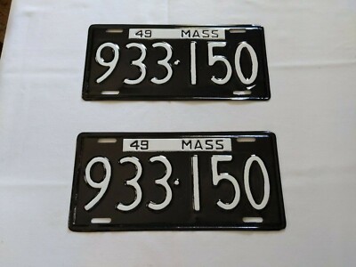 Restored vintage 1949 Massachusetts license plate hand-painted | eBay