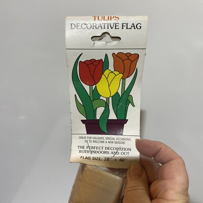 vintage New Creative Enterprises NCE 1992 TULIPS decorative garden flag ...