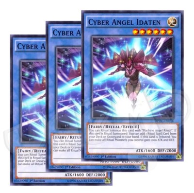 Yugioh - Cyber Angel Idaten x 3 - 1st Edition NM - Free Holographic ...