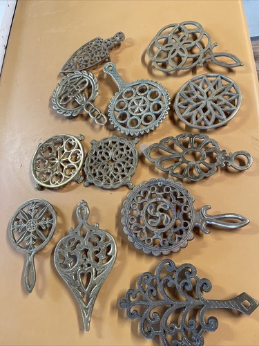 Trivet collection - 15 Antique Brass Trivets Wilton Lot Bundle Hearts ...