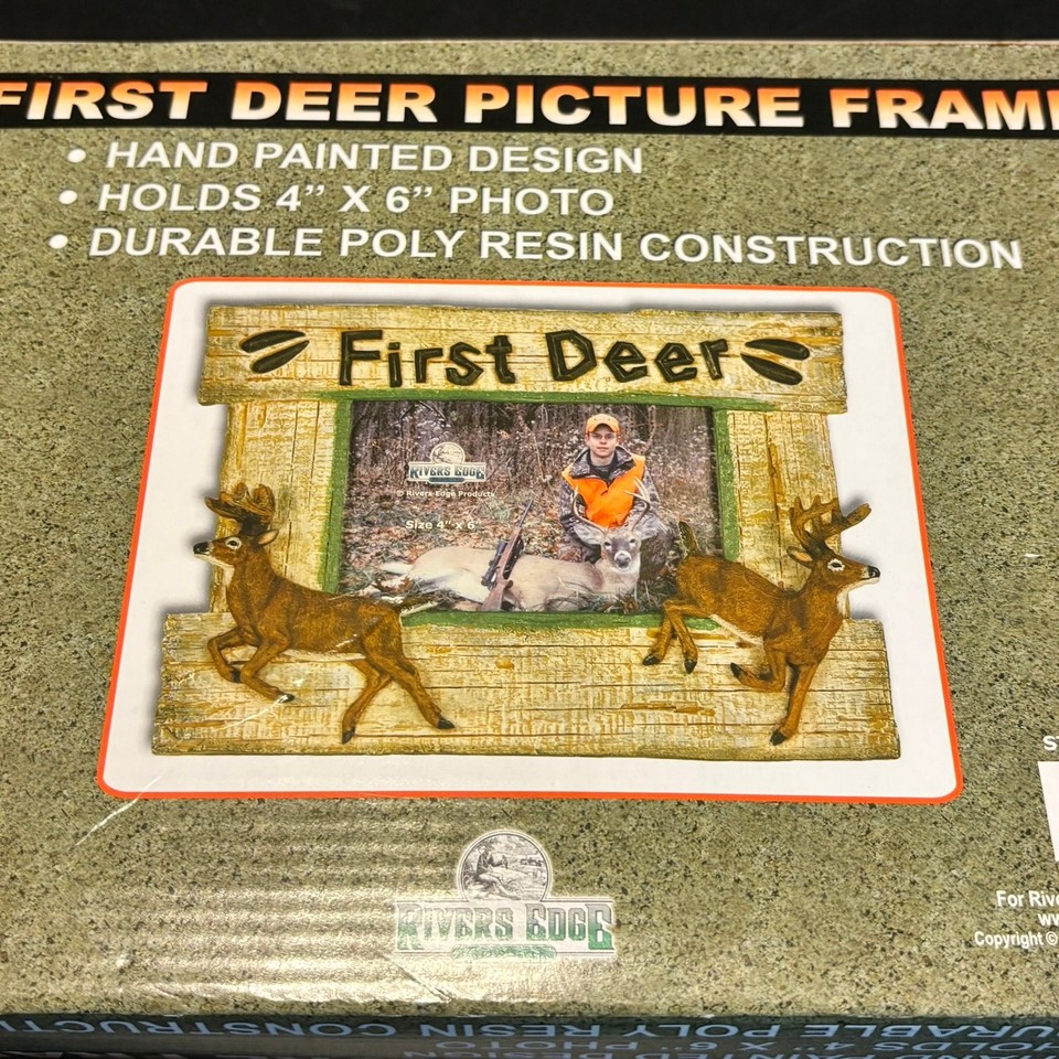 Rivers Edge First Deer Frame 4x6 Hand Painted Poly Resin NIB Hunting ...