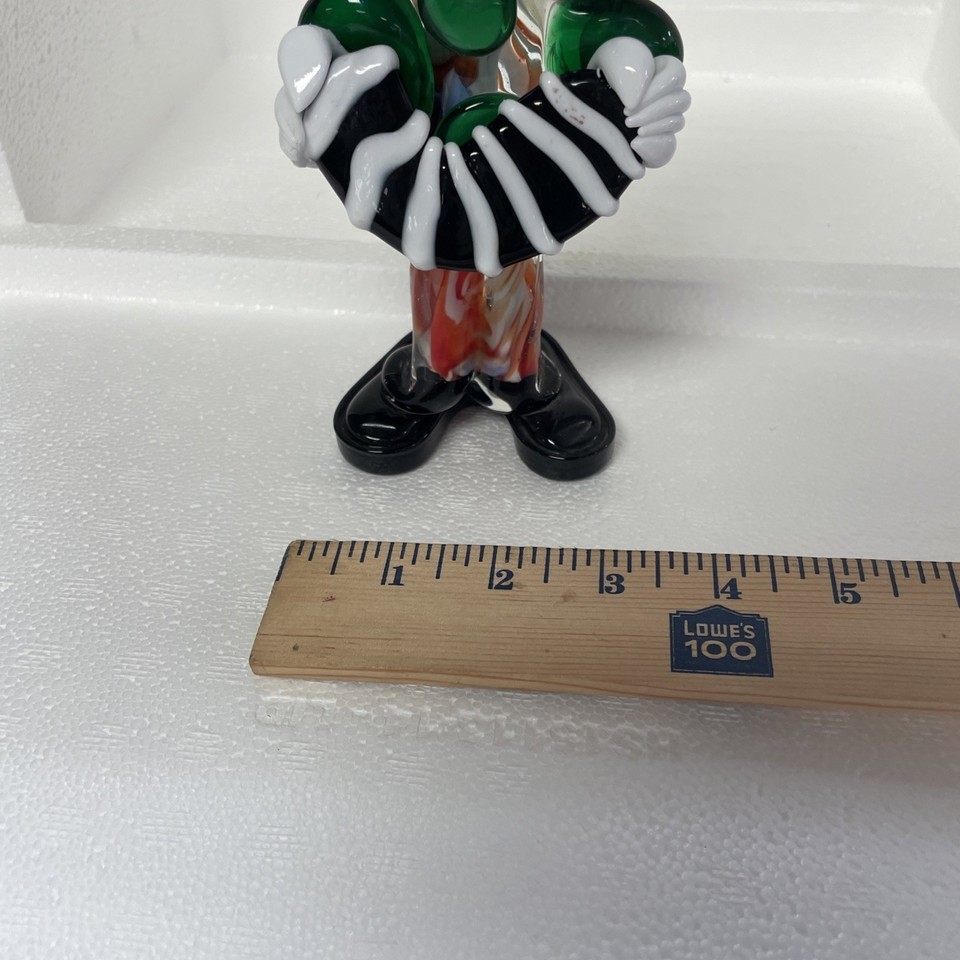 Murano Glass Clown Figurine Accordion Red Hat Colorful Whimsical Decor ...
