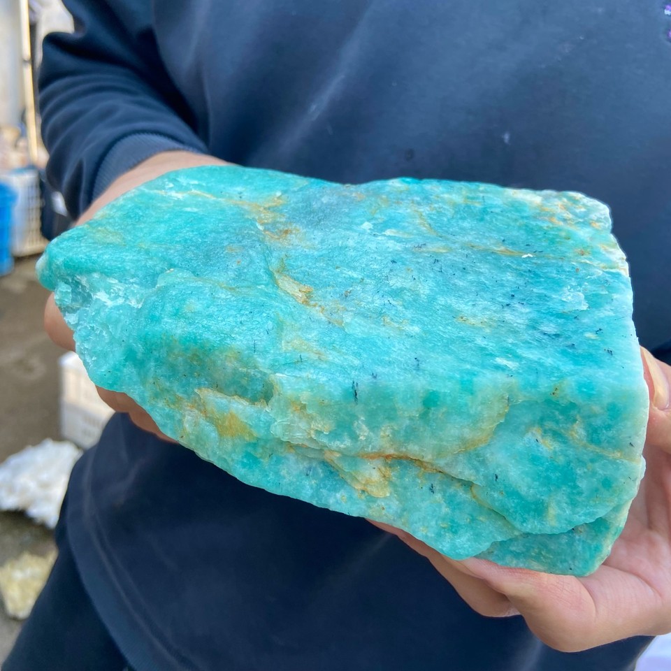 3.6lb Natural amazon stone Rock Crystal Gemstone Rough Mineral Specimen ...