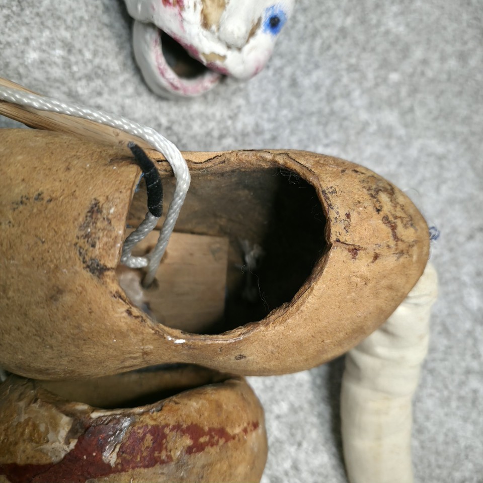 Antique Rare Puppet 18" Old Hand Painted Lg Paper Mache Hand Puppet ...