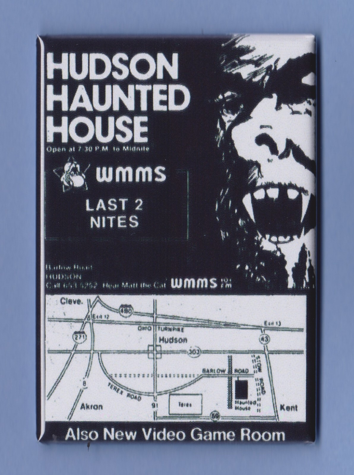 HUDSON HAUNTED HOUSE *2X3 FRIDGE MAGNET* VINTAGE AD ROCK N ROLL ...