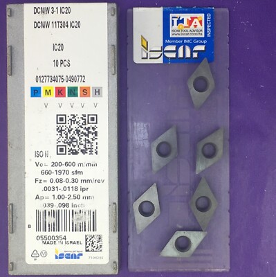 6pc ISCAR DCMW 11T304 DCMW 3 - 1 Carbide Insert IC20🎯Machinist | eBay