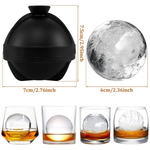 3Pcs Ice Ball Molds with Built-in Funnel Large Round Ice Cube Molds ...