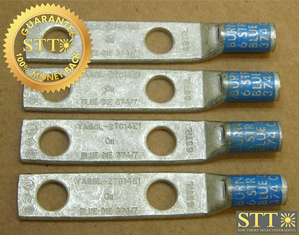 YA6CL2TC14E1 BURNDY COMP LUG 1/4'' STUD 2 HOLE BLUE (LOT OF 4) NEW | eBay