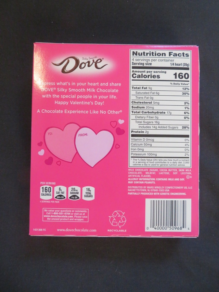 Dove Chocolate Hearts Nutrition Dove Assorted Valentine's Day Dark