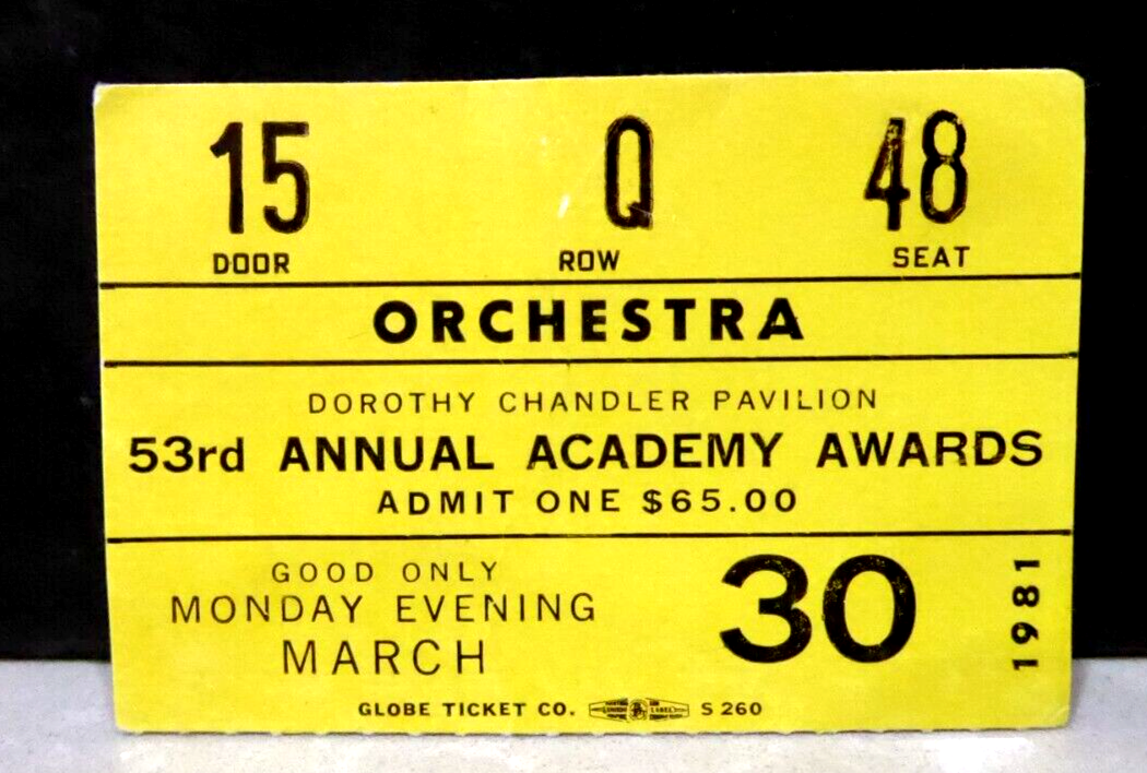 1981 53rd Annual Academy Awards Ticket Stub | eBay