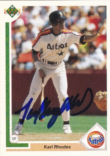 KARL TUFFY RHODES HOUSTON ASTROS SIGNED 1991 CARD CHICAGO CUBS BOSTON ...