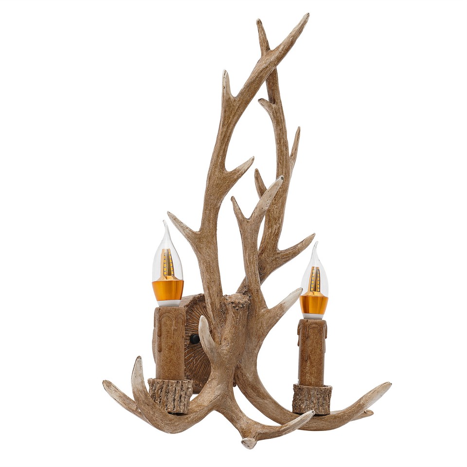 Resin Antler Wall Light Fixture Vintage Retro Deer Horn Sconce Lamp ...