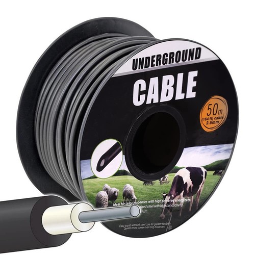 Electric Fence Wire, Double Insulated Underground Hard Cable 12 ½ Black ...