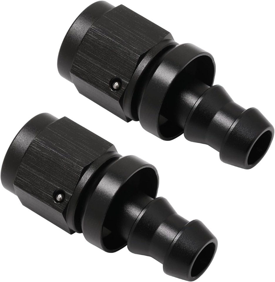 LokoCar 6AN Straight Push Lock Hose Fitting AN6 0° Barb 3/8" End Black ...