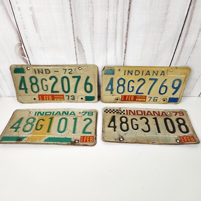 1972 / 1976 / 1978 / 1979 Indiana State License Plates 48g - Checkered ...