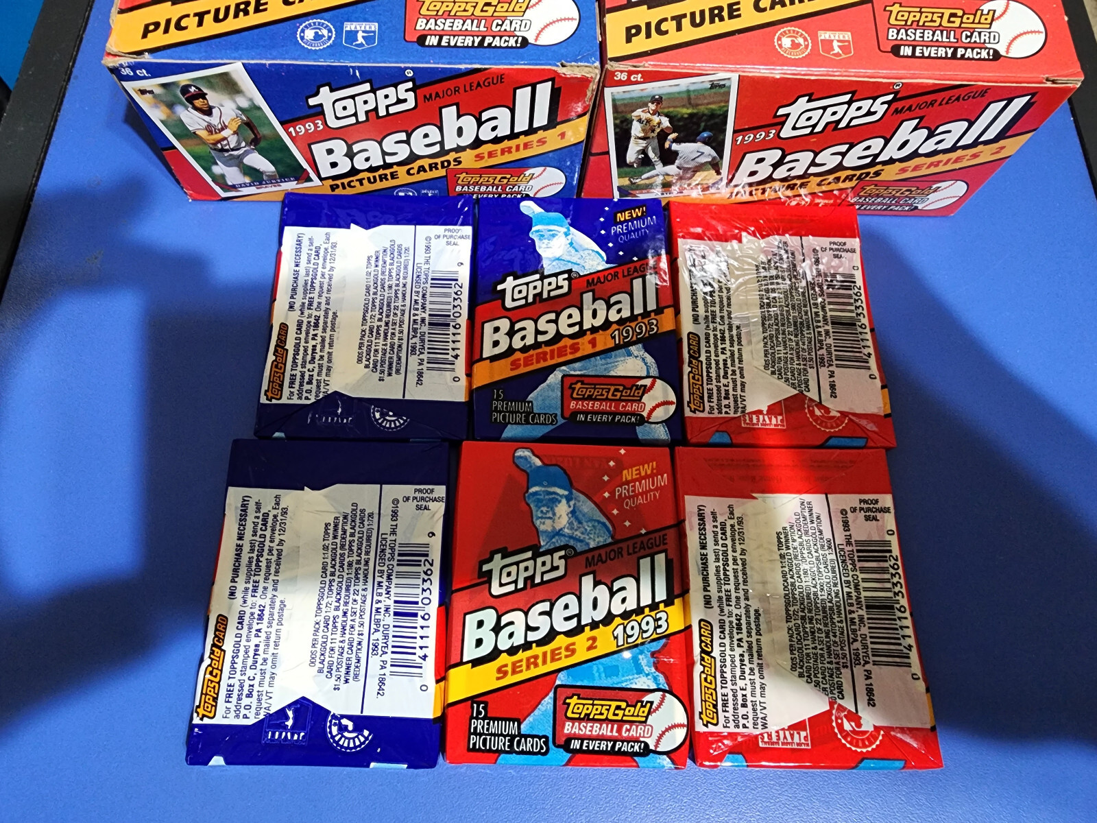 Six Unopened 1993 Topps Series 1 & 2 Baseball Card Packs (Possible ...