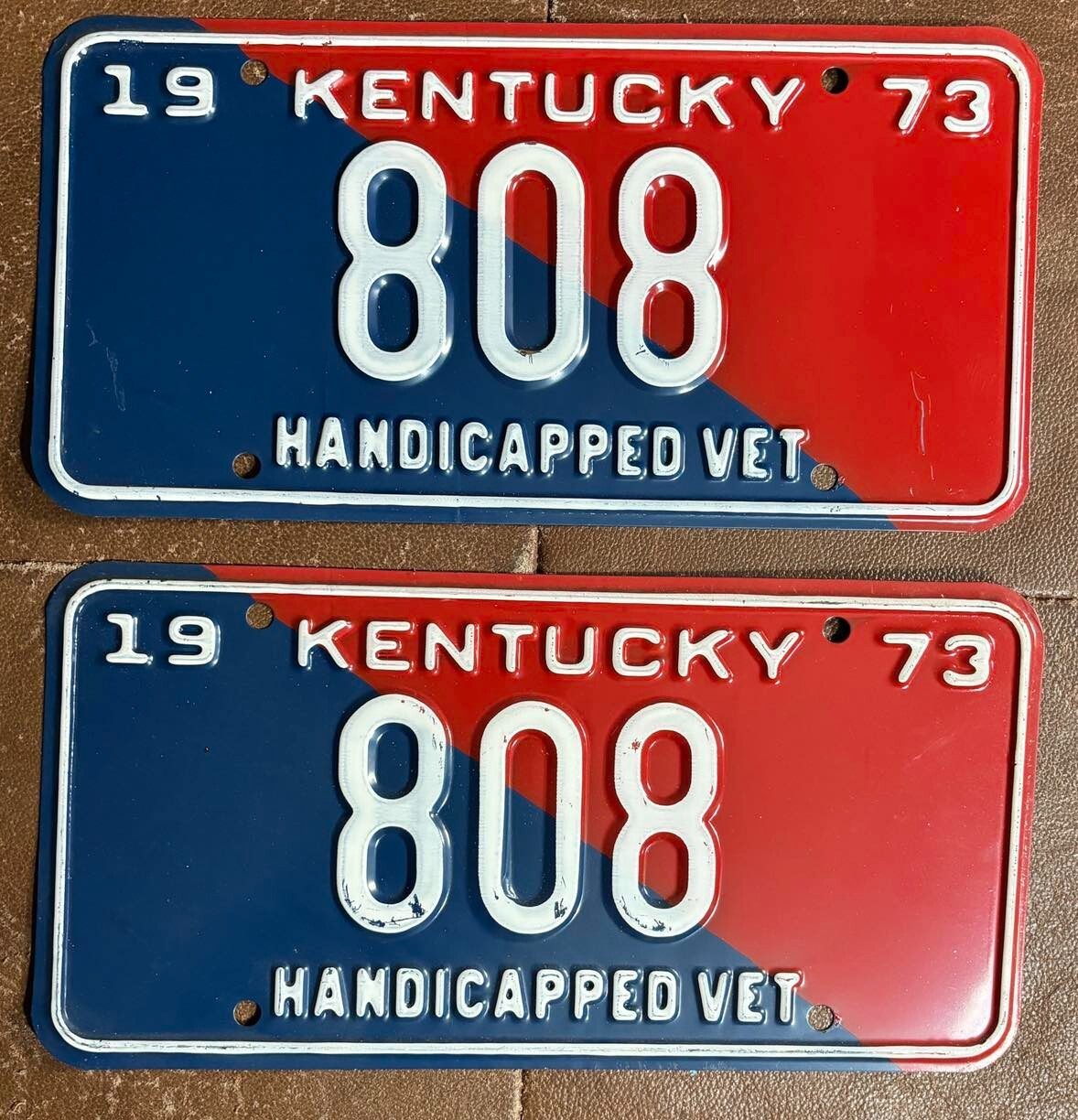 Kentucky 1973 MILITARY HANDICAPPED VETERAN License Plate PAIR # 808 | eBay