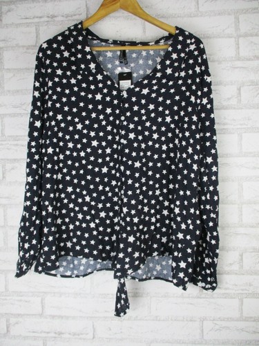 Crossroads top blouse 20 black white star print BNWT womens long ...